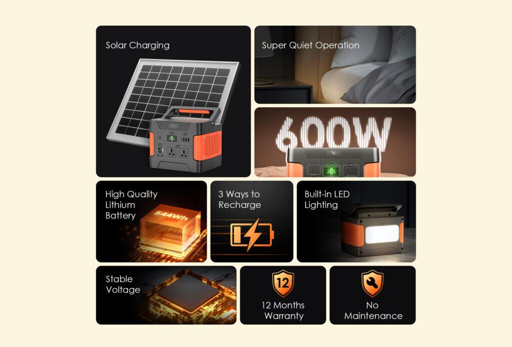itel 600W Solar Generator: Portable Power for Home, Outdoors